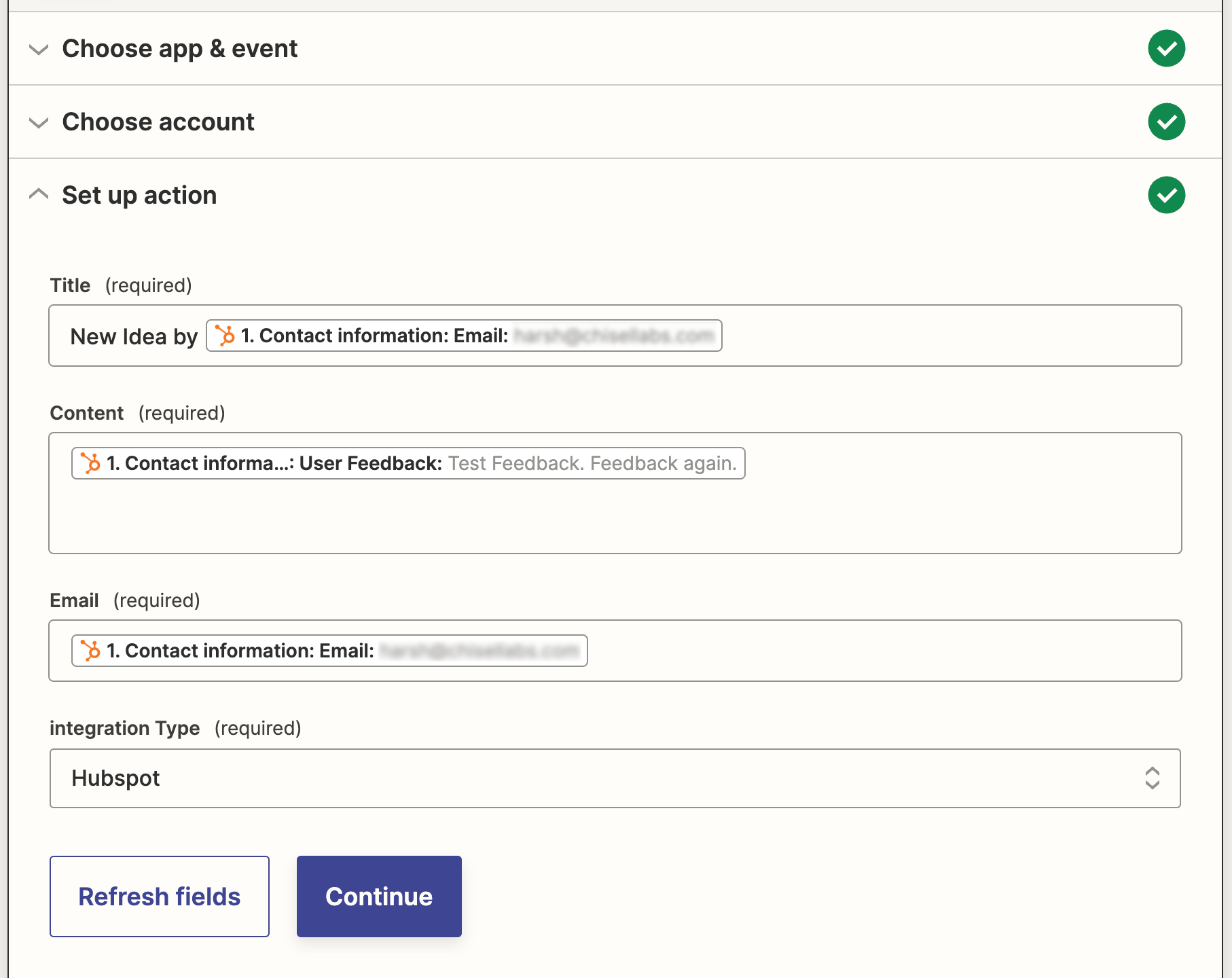 Hubspot Integration via Zapier - Chisel Help