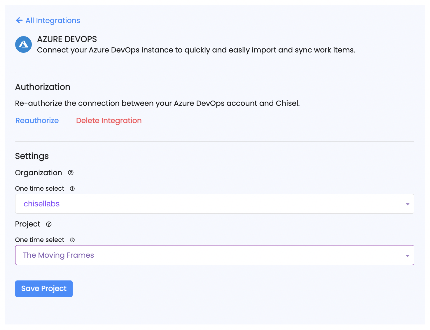 Azure DevOps Integration - Chisel Help