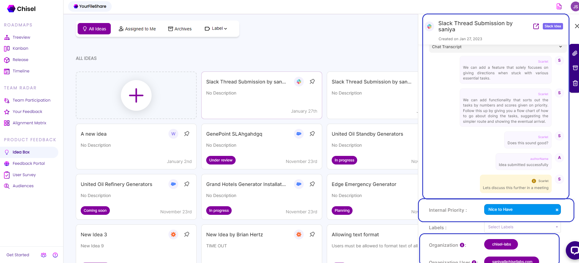 Slack Integration for Idea Box - Chisel Help