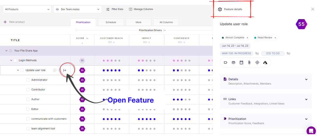 How To Perform Various Actions From Feature Side Panel - Chisel Help