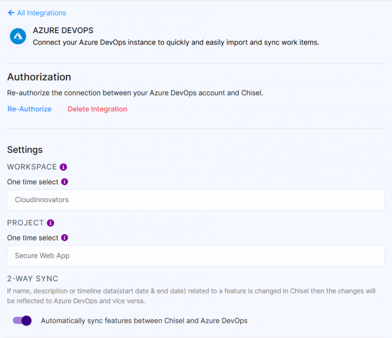 Azure DevOps Integration - Chisel Help